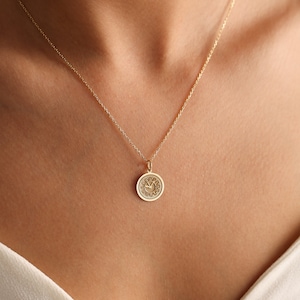 Gold Solid 14K Real Gold Clock Necklace , Personalized Vintage Clock ...