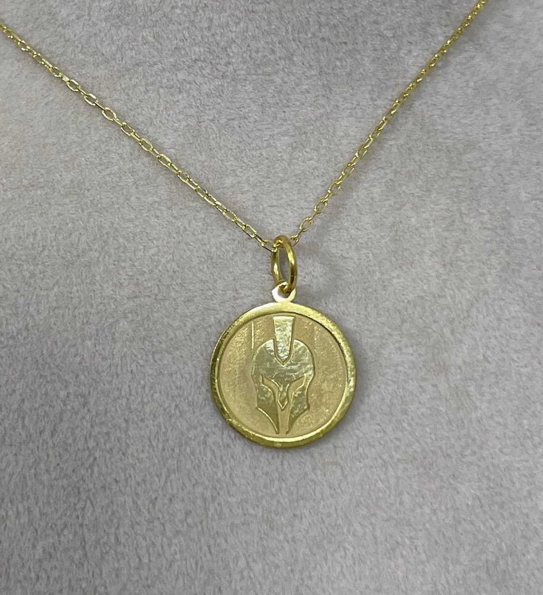 Gold Solid 14K Real Gold Spartan Helmet Necklace, 14K Solid Gold ...