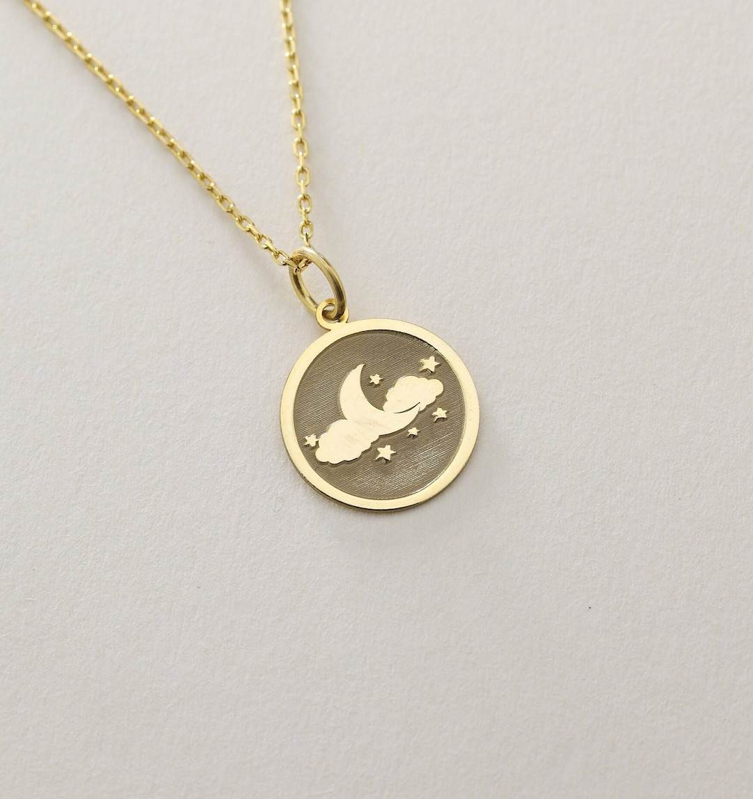 Gold Solid 14K Real Gold Leo Zodiac Necklace , Gold Lion Pendant ...