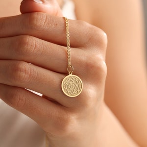 Gold Solid 14K Real Gold Heart Chakra Necklace, Personalized Heart ...