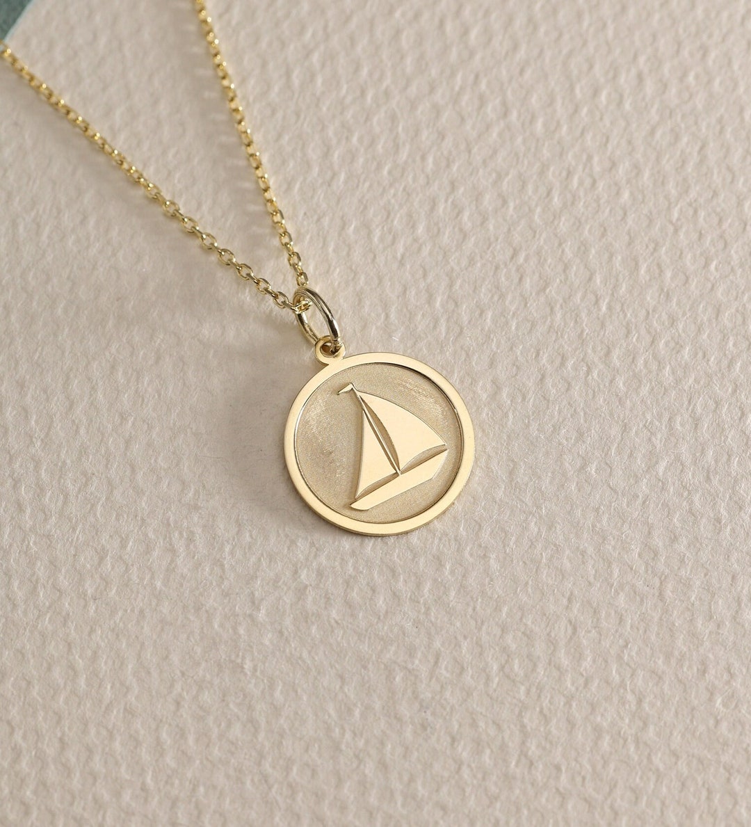Gold Solid 14K Real Gold Boat Necklace, Personalized Boat Necklace ...