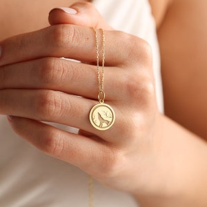 Gold Solid 14K Real Gold Wolf Pendant, Wolf Custom Necklace, Charm ...