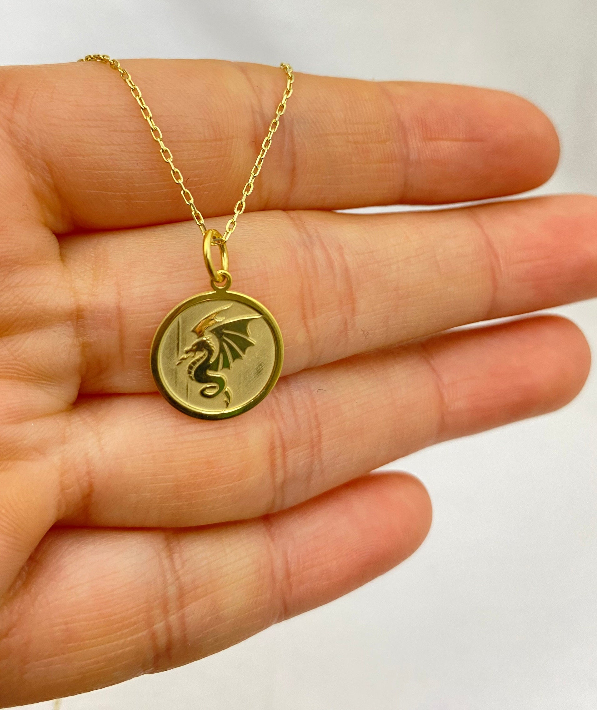 Gold Solid 14K Real Gold Chinese Dragon Necklace Personalized - Etsy