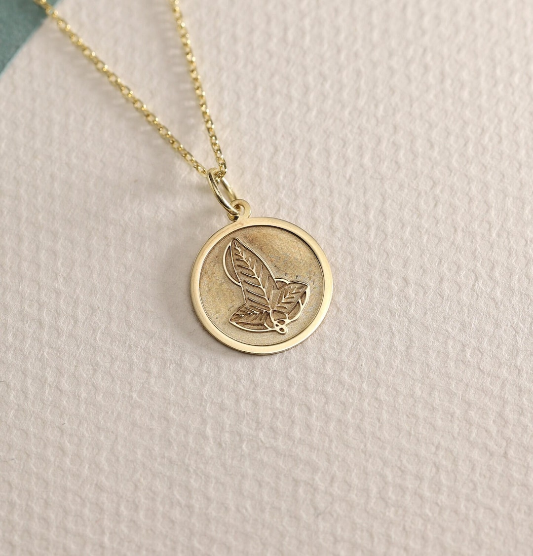 Gold Solid 14K Real Gold Elvish Pendant , Elven Leaf Necklace , Lorien ...