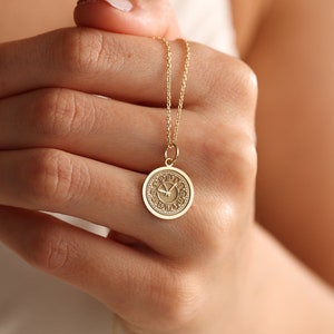 Gold Solid 14K Real Gold Clock Necklace , Personalized Vintage Clock ...