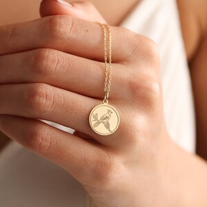Gold Solid 14K Real Gold Blue Jay Necklace , Personalized Blue Jay ...