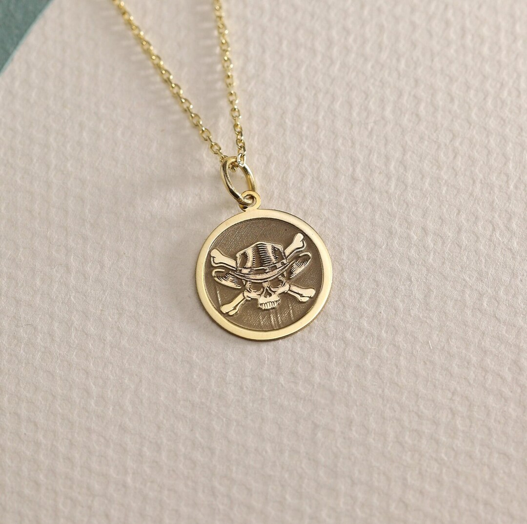 Gold Solid 14K Real Gold Skull and Crossbones , Gold Pirate Pendant ...