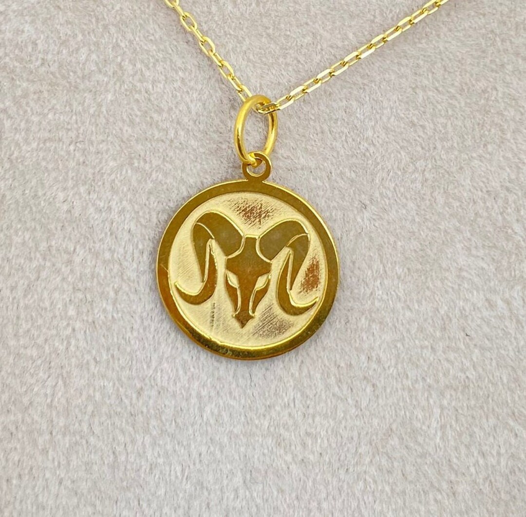 Gold Solid 14K Real Gold Ram Skull Necklace Personalized Ram - Etsy