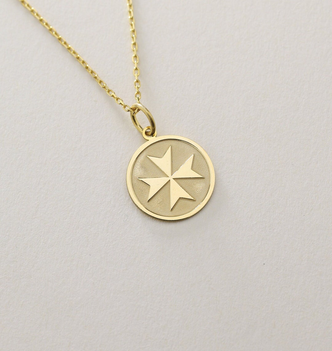 14k Gold Maltese Cross Necklace , Gold Cross Pendant , Personalized ...