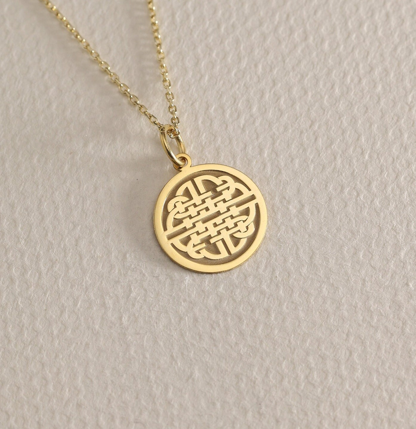 Gold Solid 14K Real Gold Dara Knot Necklace, Pesronalized Dara Knot ...