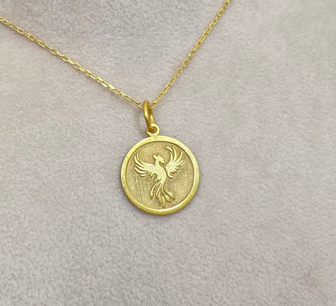 Gold Solid 14K Real Gold Phoenix Bird Necklace Personalized - Etsy