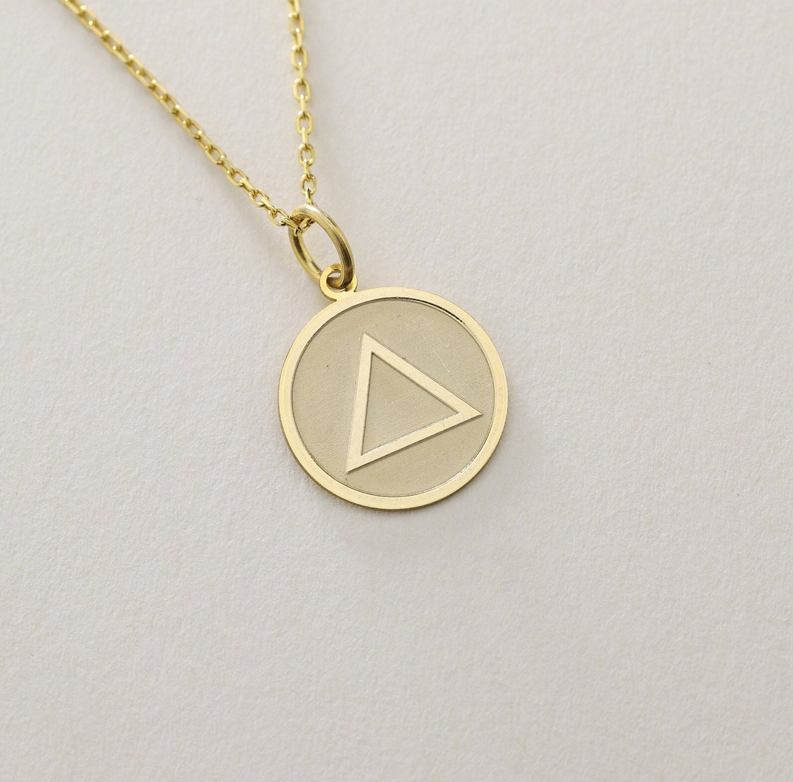 14k Solid Gold Fire Element Necklace , Personalized Gold Fire Element ...