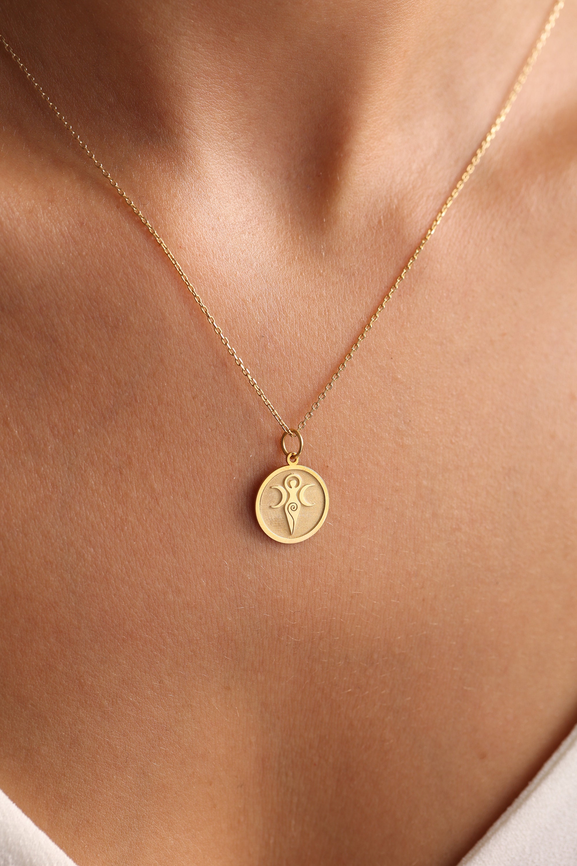14k Solid Gold Gaia Necklace , Personalized Gaia Pendant , Mother ...