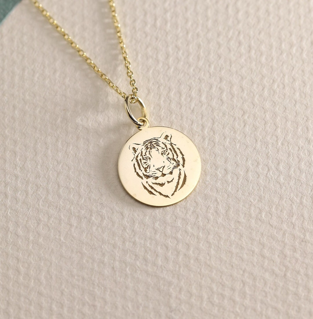 Gold Solid 14K Real Gold Tiger Pendant ,gold Tiger Necklace ...