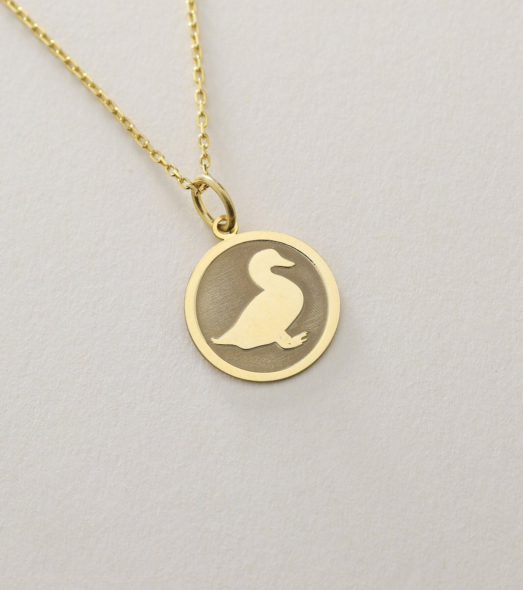 Gold Solid 14K Real Gold Duck Necklace , Pesronalized Duck Pendant ...