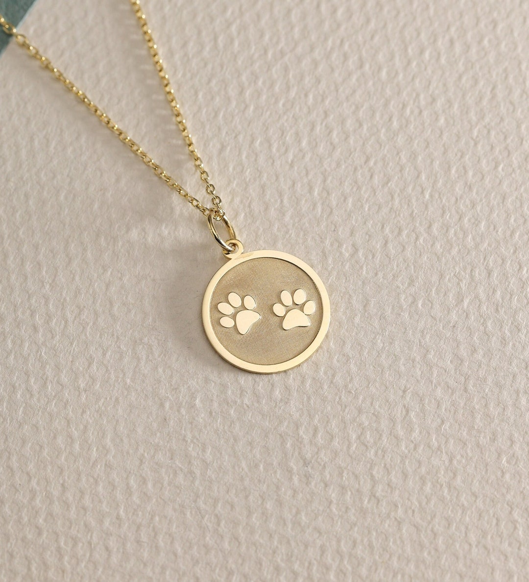 Gold Solid 14K Real Gold Dog Paw Necklace, Personalized Dog Paw Pendant ...