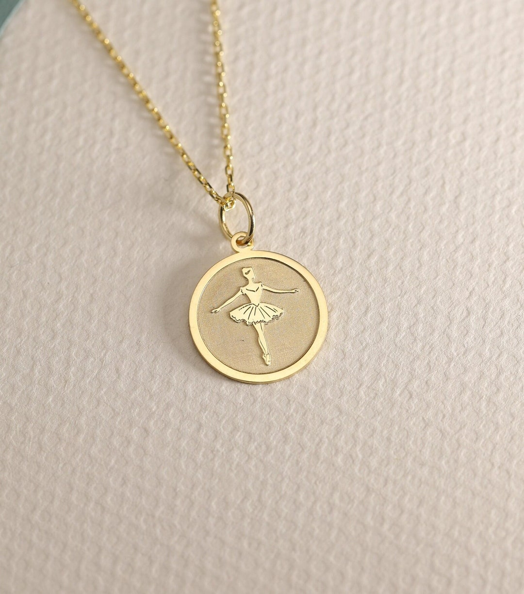 Gold Solid 14K Real Gold Ballerina Necklace , Ballet Dancer Pendant ...