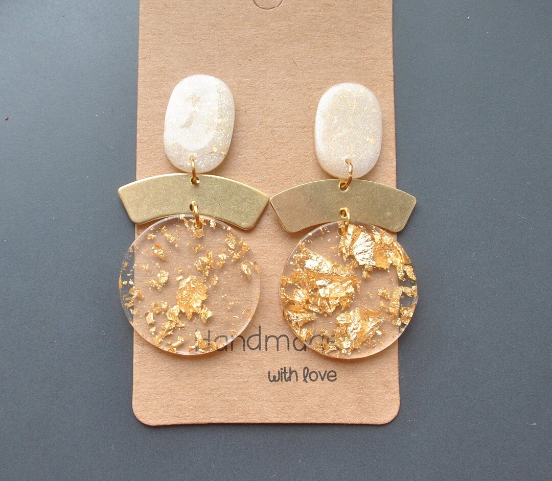 Modern Abstract Transparent Gold Flakes Resin - Etsy