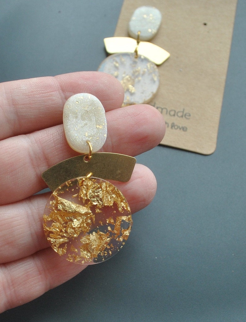 Modern Abstract Transparent Gold Flakes Resin - Etsy