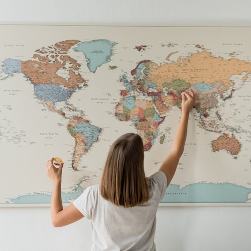 Push Pin World Map Detailed Personalized Travel Map Pin - Etsy