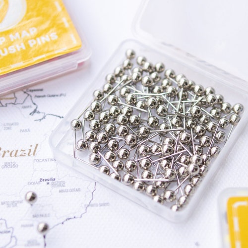 Map Push Pins: Chrome Black Metallic Finish - Etsy