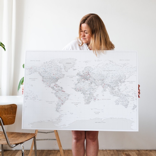 Large Detailed Travel Map, World Map Visited Countries, Pin Board, - Etsy