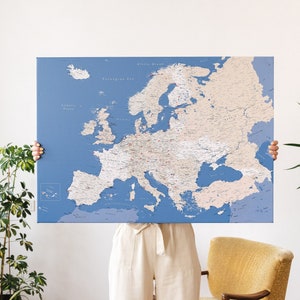 Push Pin Map of Europe Travel Pin Board With Cities Detailed - Etsy