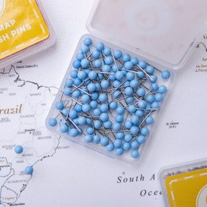 Map Push Pins Light Blue - Round Head Tacks With Stainless Point ...