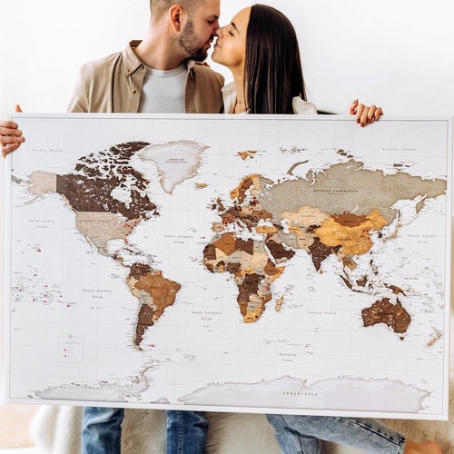 Push Pin World Map Detailed Personalized Travel Map Pin - Etsy