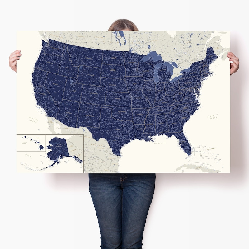 Usa Map Poster - Etsy