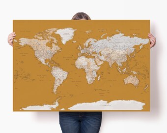 Mustard World Map - Etsy