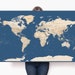 Dark Blue World Map Poster - Detailed Accurate Travel Map Print - Wall ...