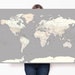 Grey World Map Poster - Big Wall Travel Map Print - Detailed Large Map ...