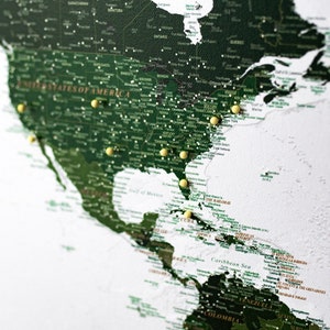 Green Push Pin World Map - Detailed Travel Map Pin Board - Places ...
