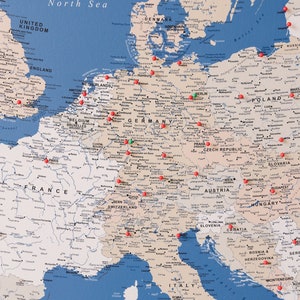 Push Pin Map of Europe, Travel Pin Board With Cities, Detailed European ...
