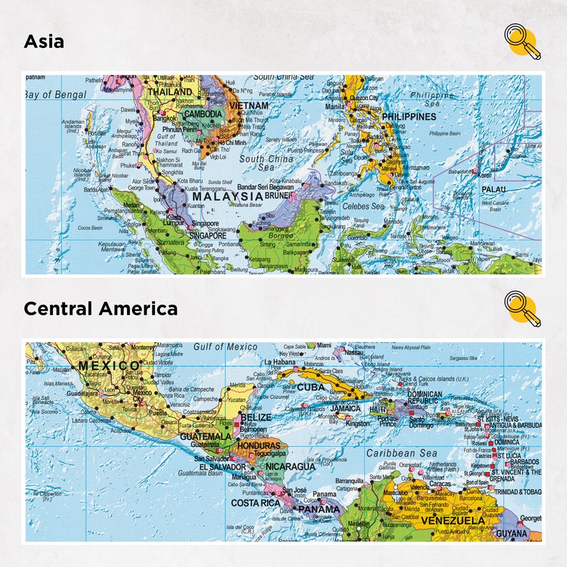 Political Accurate World Map Poster Detailed World Map Print - Etsy Canada