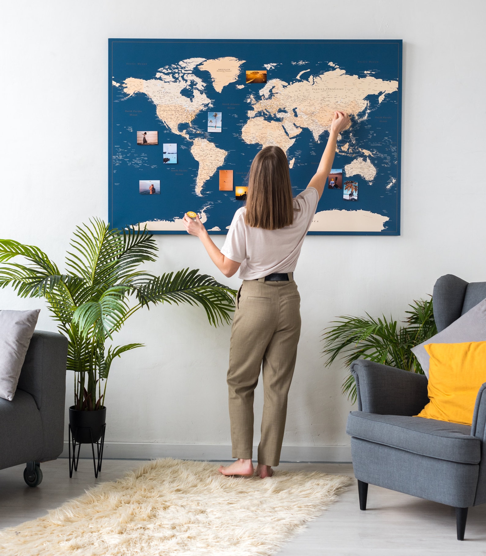 Personalized World Map With Countries and States, Detailed Travel Pin ...