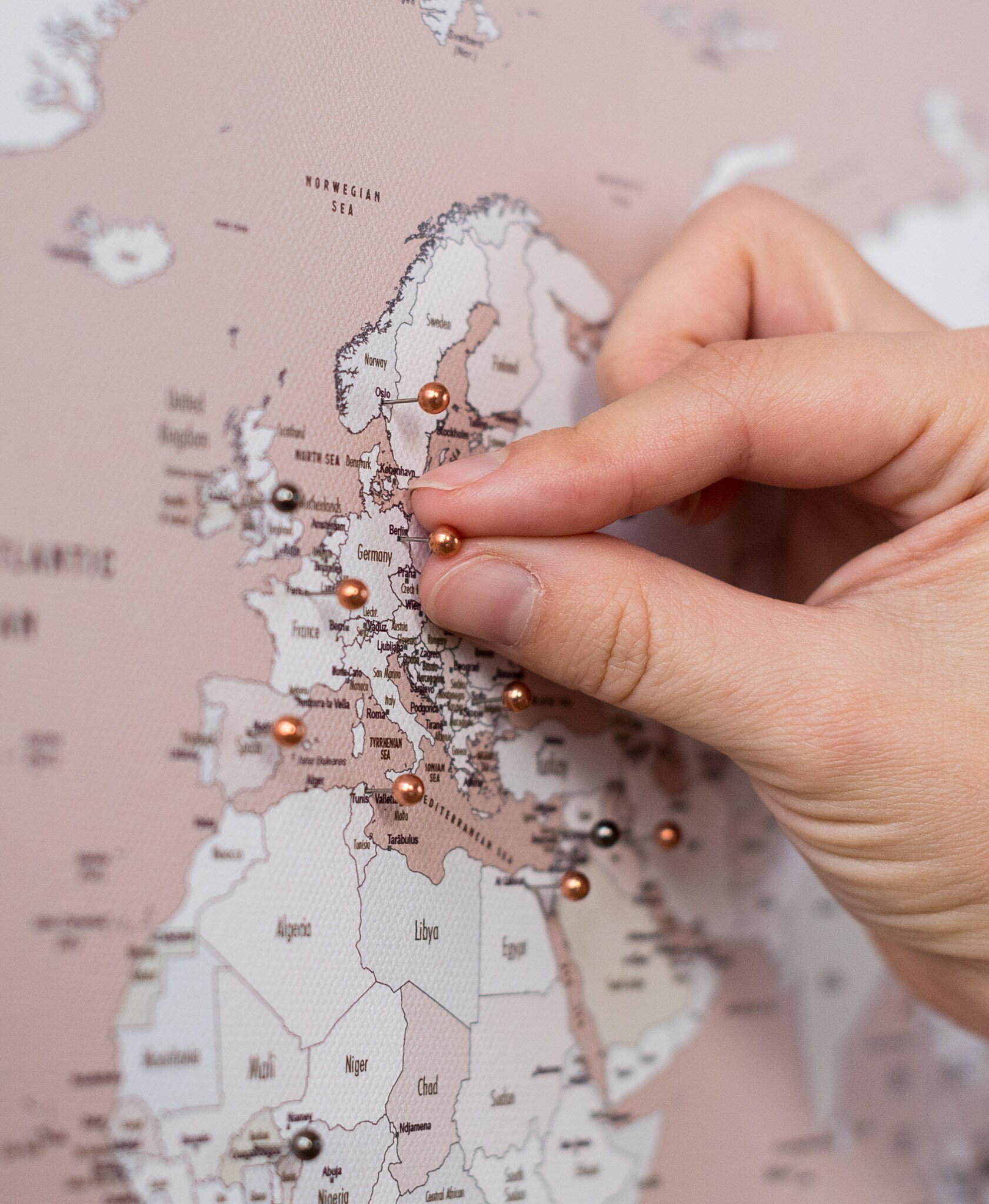 Map Push Pins Rose Gold Round Head Tacks With Stainless - Etsy UK