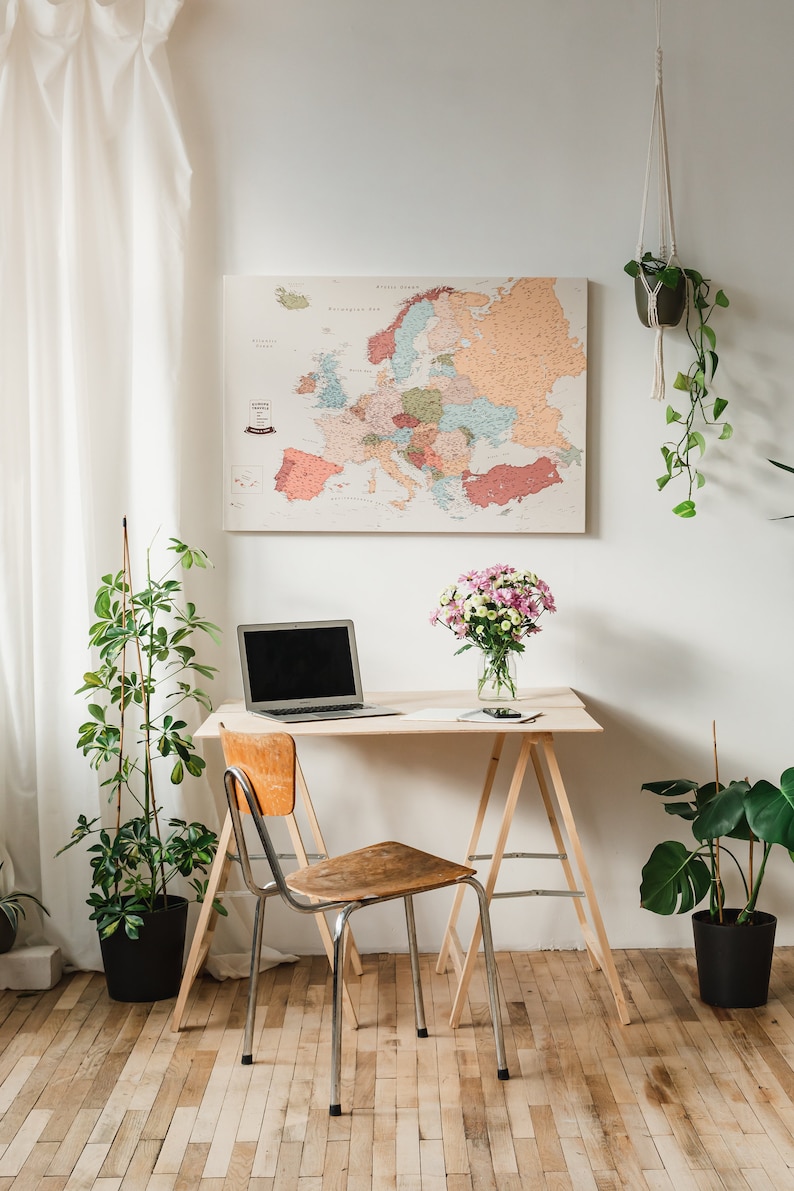 Push Pin Europe Map With Pins Large Canvas Travel Pin Board - Etsy