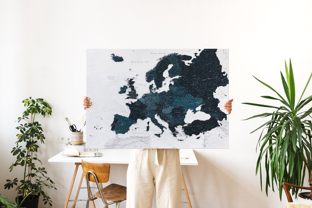 Push Pin Map of Europe, Pinnable Places I've Been Wall Art Canvas ...