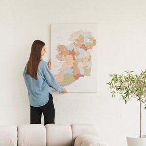 Large Wall Map of Ireland With Cities & Counties, Detailed Push Pin ...