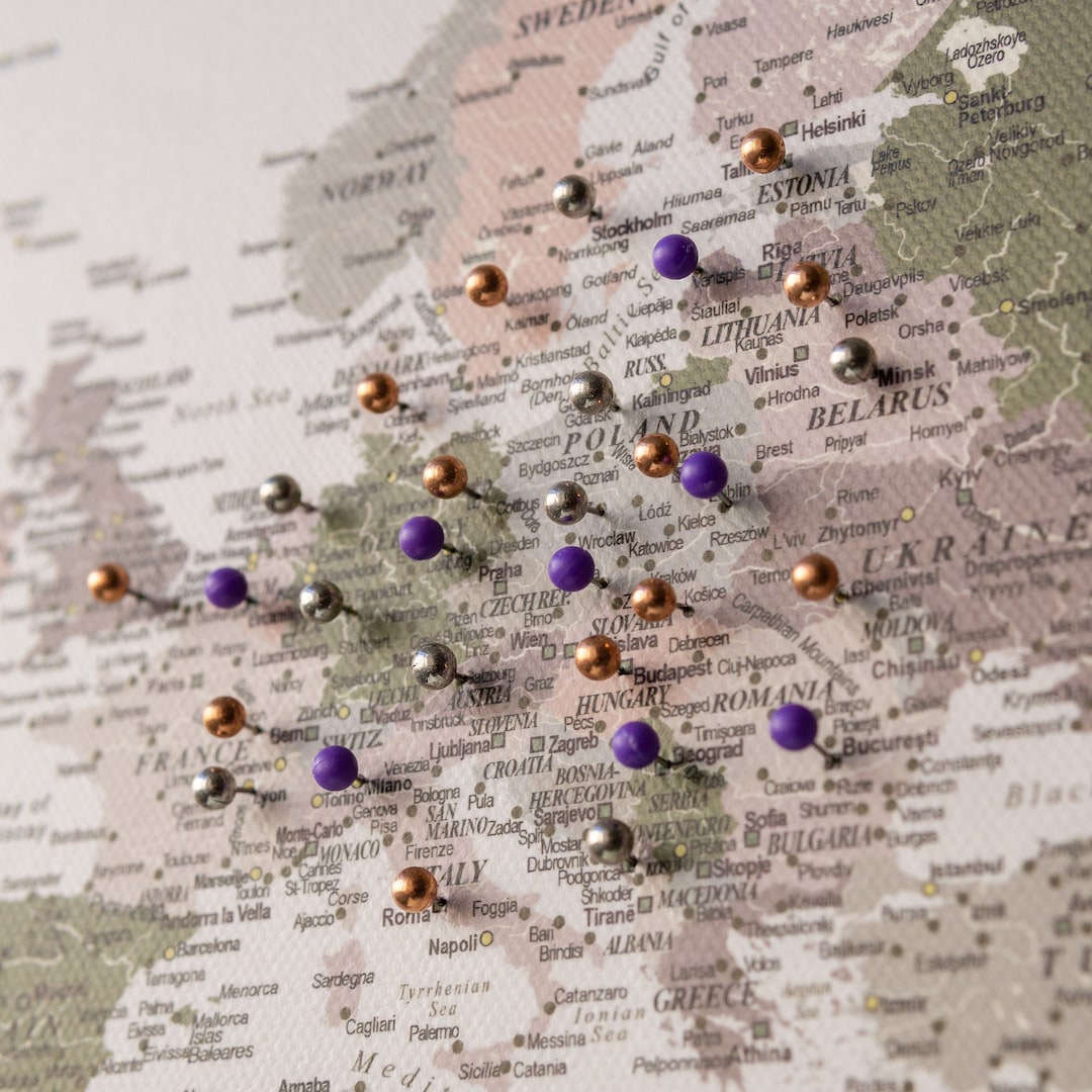 Canvas World Map Push Pin, Beautiful Places I've Been Wall Art ...