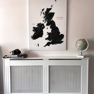 Black Wall Map of the UK Push Pin UK Ireland Map Canvas Black/white ...