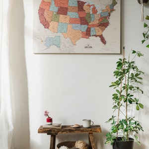 Push Pin Colorful US Map, Personalized Travel Marking Pin Board Canvas ...