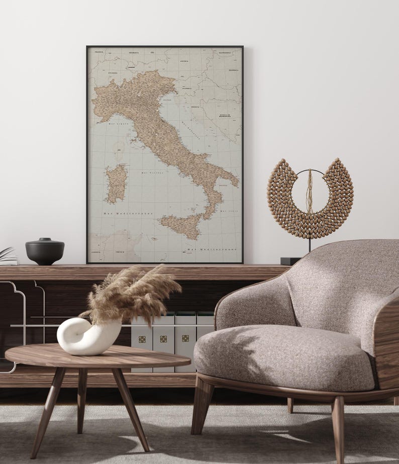 Large Italy Map Poster, Detailed Italy Map With Regions and Cities ...