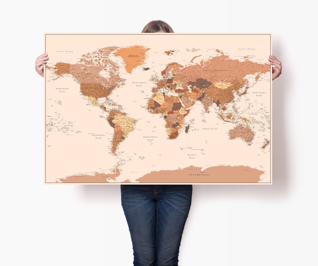 Map to Mark Your Travels - Big Accurate World Map Poster - Detailed ...