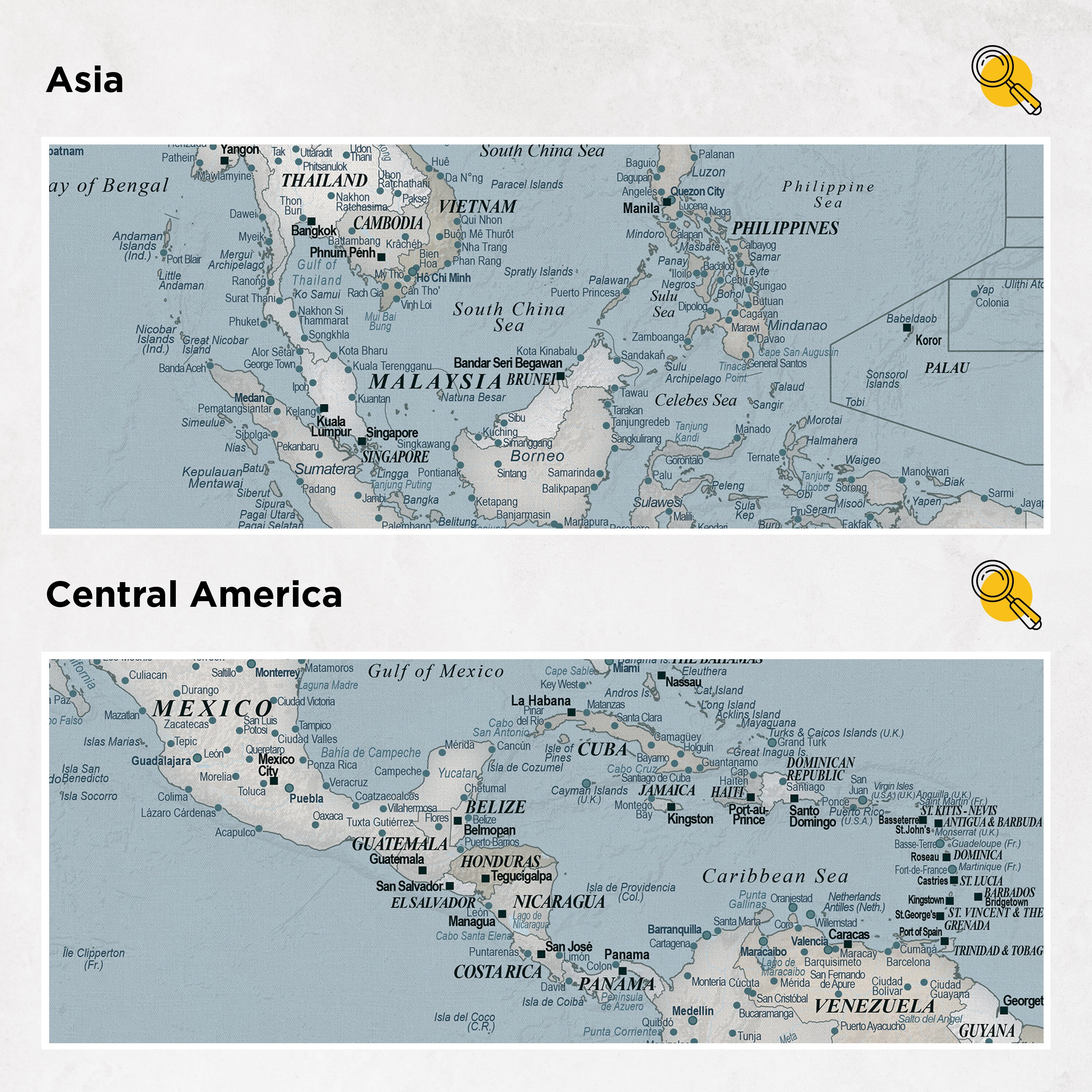 Mellow Blue World Map Poster Accurate Big Wall Map Print - Etsy