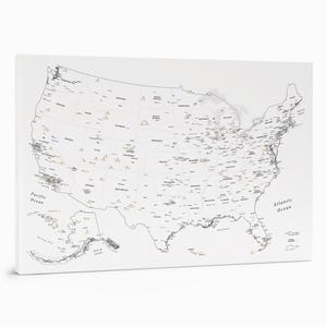 Small Push Pin US Travel Map With Pins, USA States and National Parks ...