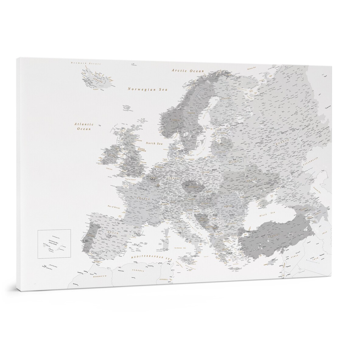 Grey Push Pin Europe Map Large Europe Wall Art Canvas - Etsy