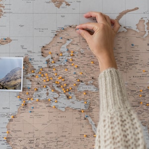 Places I've Been Map, Push Pin World Map Wall Art, Travel Canvas Pin ...
